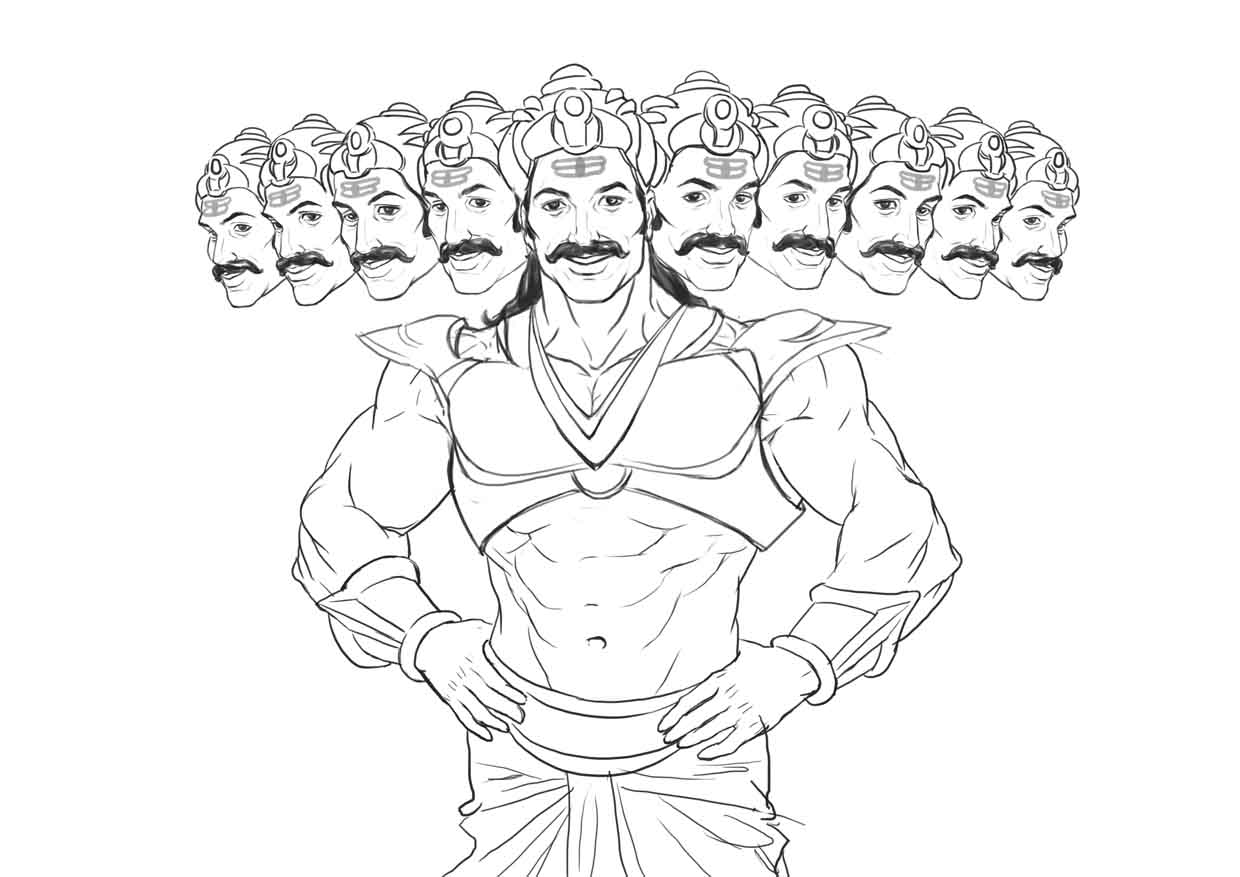 Ravan Face Drawing Easy at Emil Bentley blog