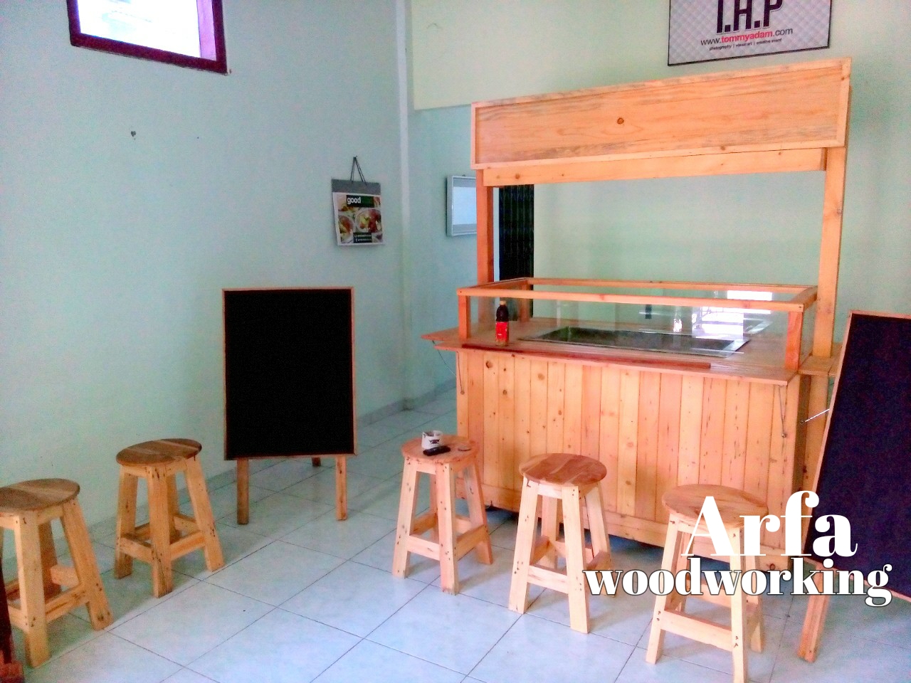 Rombong Kayu Jati Belanda Full Etalase