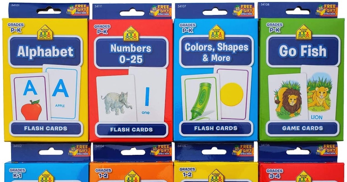 School Zone Flash Cards 8-Pack (Alphabet, Numbers 0-25, Colors and ...