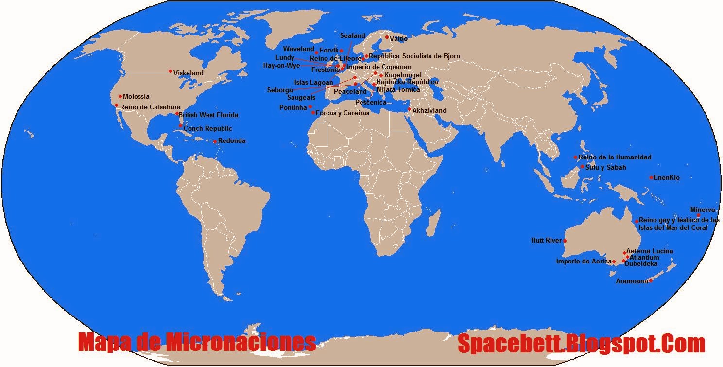 SpaceBett: 1er Mapa Mundial Geográfico de las Micronaciones (SpaceBett)