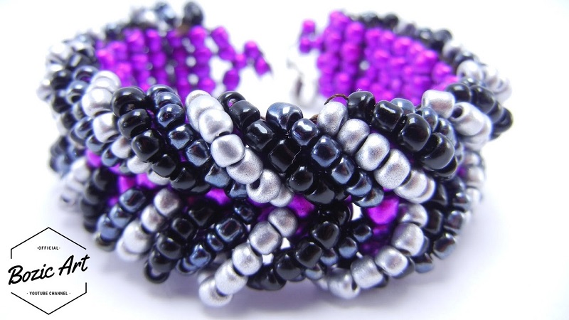 Beaded Chevron Bracelet Tutorial has Inner Bead Layer / The Beading Gem