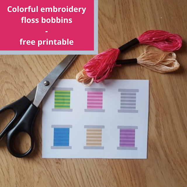 Colorful embroidery floss bobbins - free printable |Keeping it Real