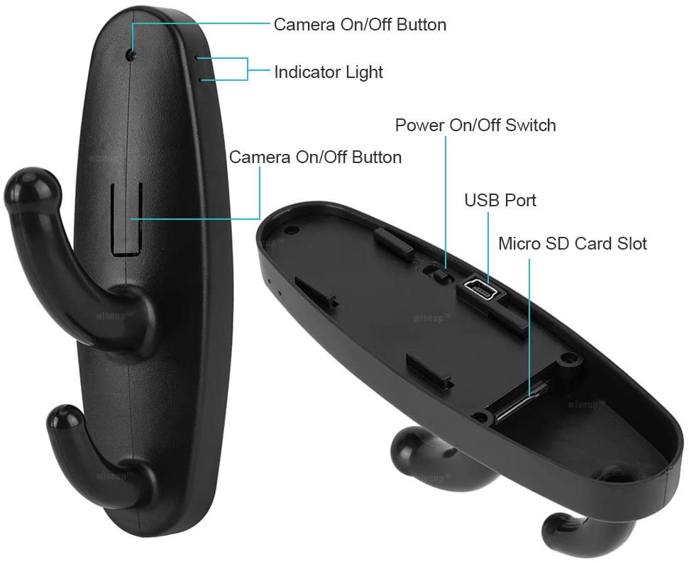 WISEUP 16GB Wall Mounted Hidden Camera Hook Coat Hanger Mini Video ...