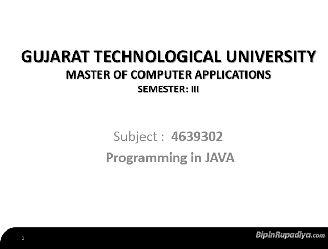 Mr. Bipin S. Rupadiya: GTU MCA JAVA Practical