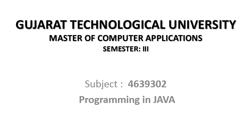 Mr. Bipin S. Rupadiya: GTU MCA JAVA Practical