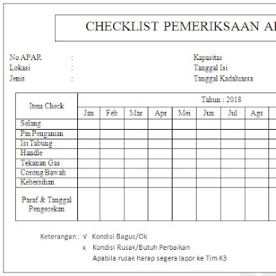 F Hse 06 00 PT Form Inspeksi Apar PDF, 41% OFF