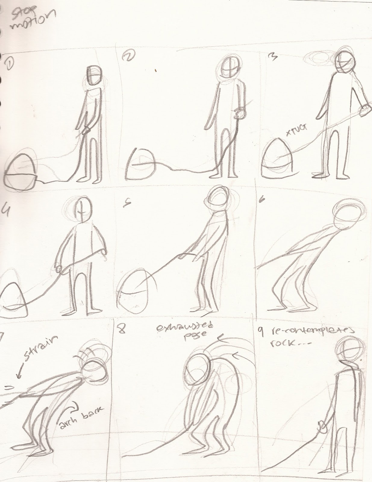 Action Analysis & Motion Studies: Initial drawings - Pull
