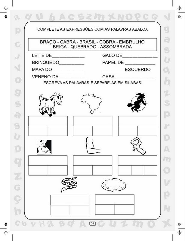 Atividades escolares: Atividades bra bre bri bro bru