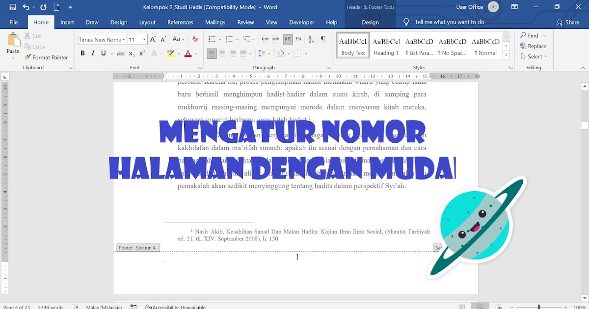Cara Membuat Nomor Halaman dengan Mudah (How to Add page number in word)