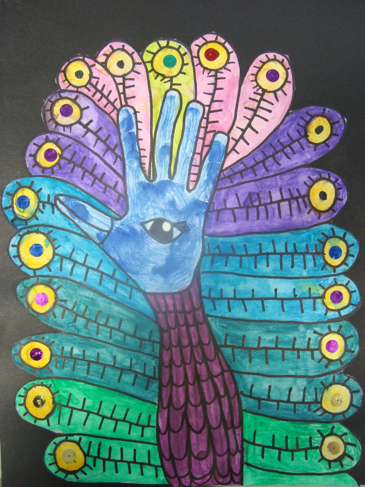 Once upon an Art Room: Handprint Peacocks