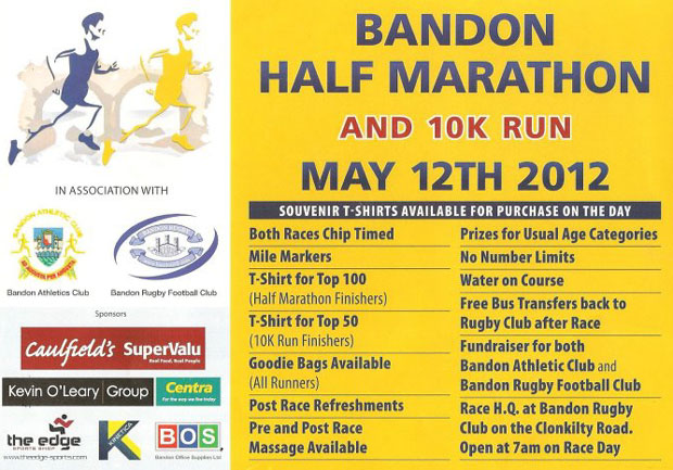 Race notice...Bandon Half-Marathon and 10k - Sat 12th May 2012