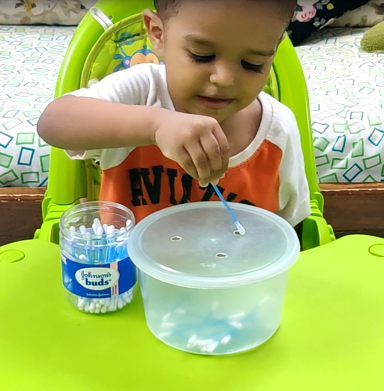 Posting Cotton Swabs Fine Motor Activity