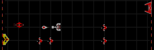 Coloca-se um inimigo em cada canto da tela, indo e vindo, atirando ...