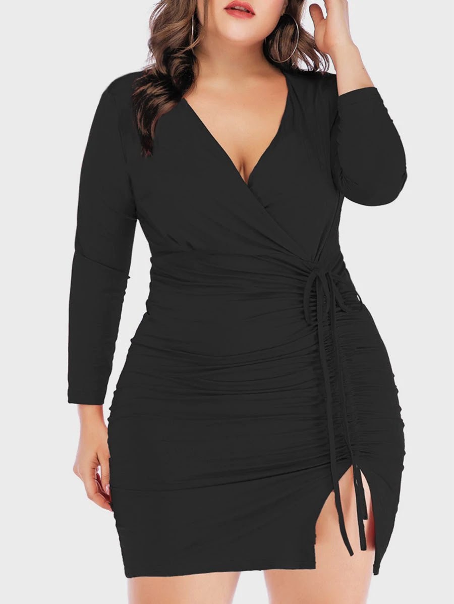 Long Sleeve Plus Size Bodycon Dress - women fashion