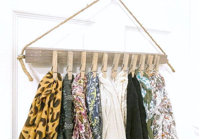 Easy and Inexpensive Hanging Scarf Organizer
