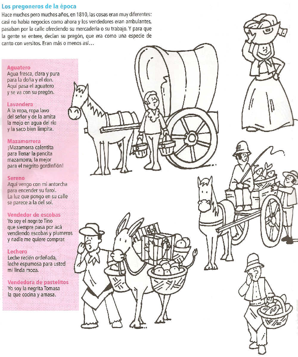 Huellas Educación Especial: Efemeride: 25 de Mayo de 1810 - Pregones