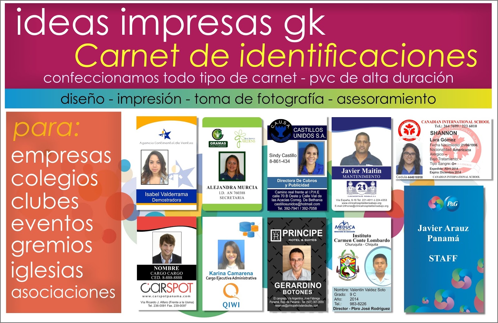 Carnet Panama Identificaciones: Carnet de PVC Panama