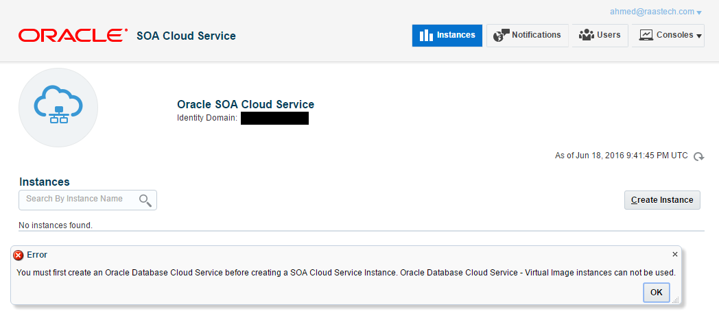 Raastech Blog You Must First Create An Oracle Database Cloud Service With A Backup Destination