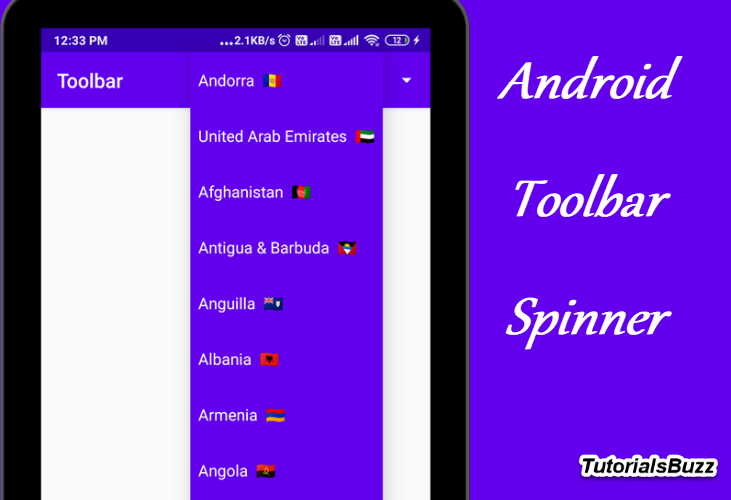 TutorialsBuzz Android Adding Spinner To ActionBar TutorialsBuzz Android Adding Spinner To ActionBar