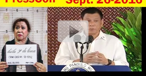 9-26-16 Pres. Duterte PressCon, makukulong na si De Lima dahil sa ...