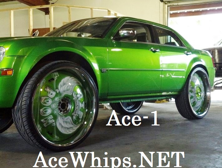 Ace-1: Candy Slime Green Chrysler 300C on 32" DAVIN Dignitary Floaters