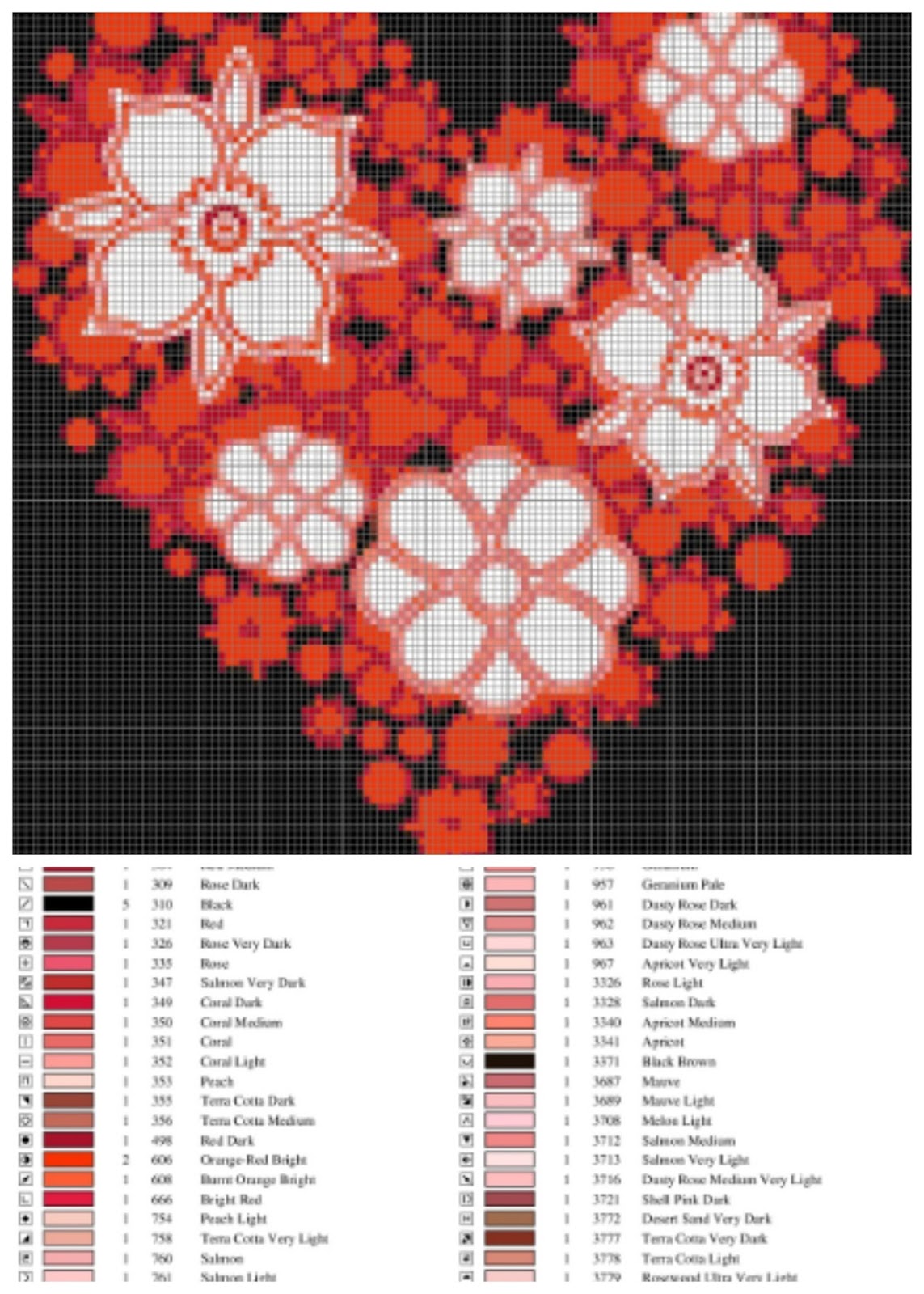 Cross Stitch : Heart Of Flowers Free Cross Stitch Pattern
