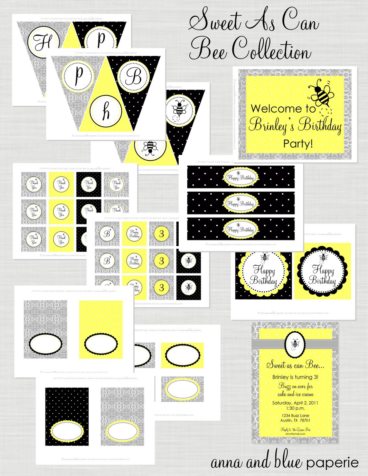 anna and blue paperie: {New to the Shop} Sweet As Can Bee Printable ...