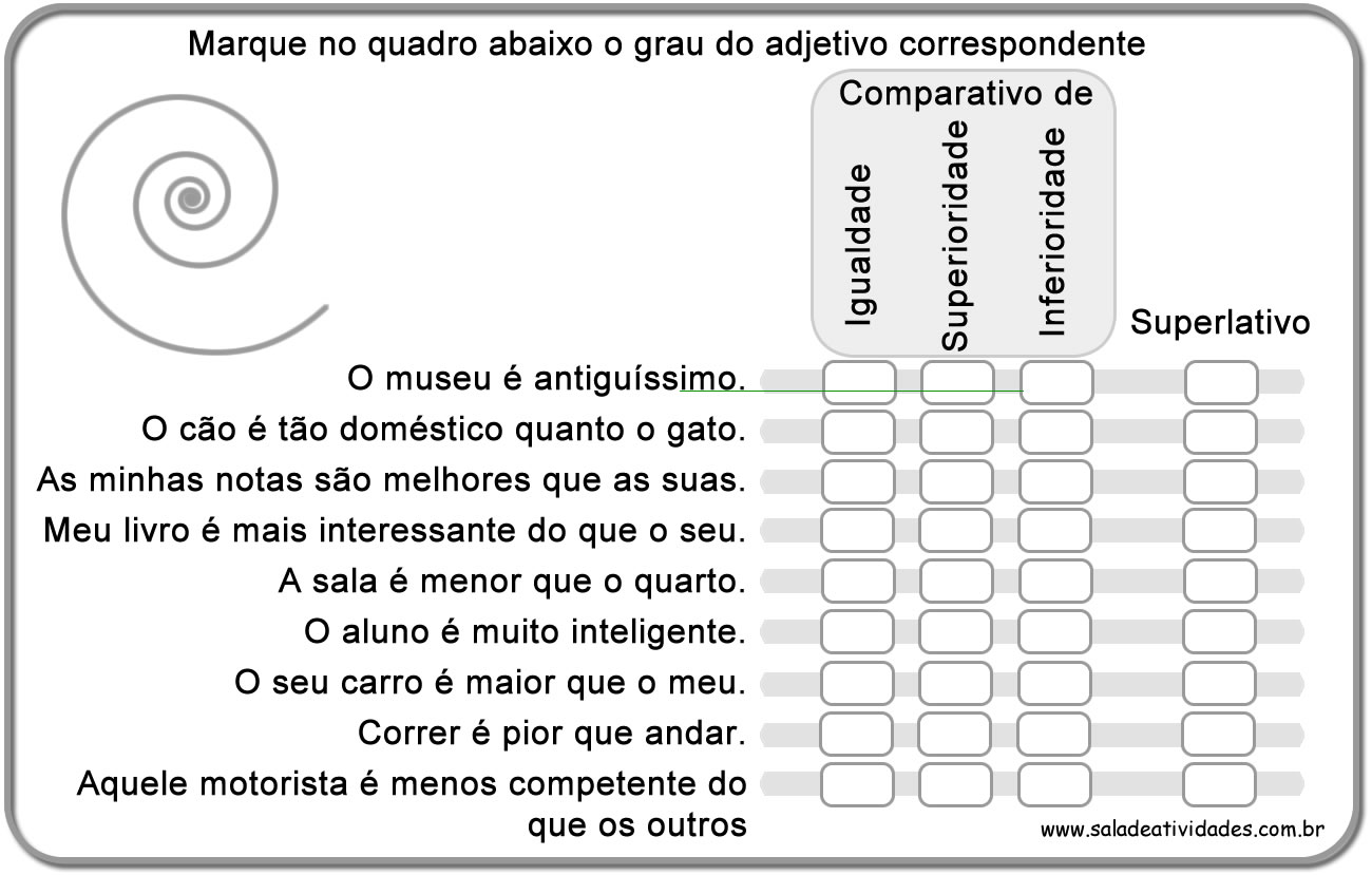 Graus Dos Adjetivos Exercicios - RETOEDU
