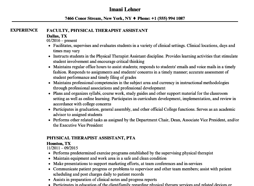 Sample Pta Resume ~ Resume Letter