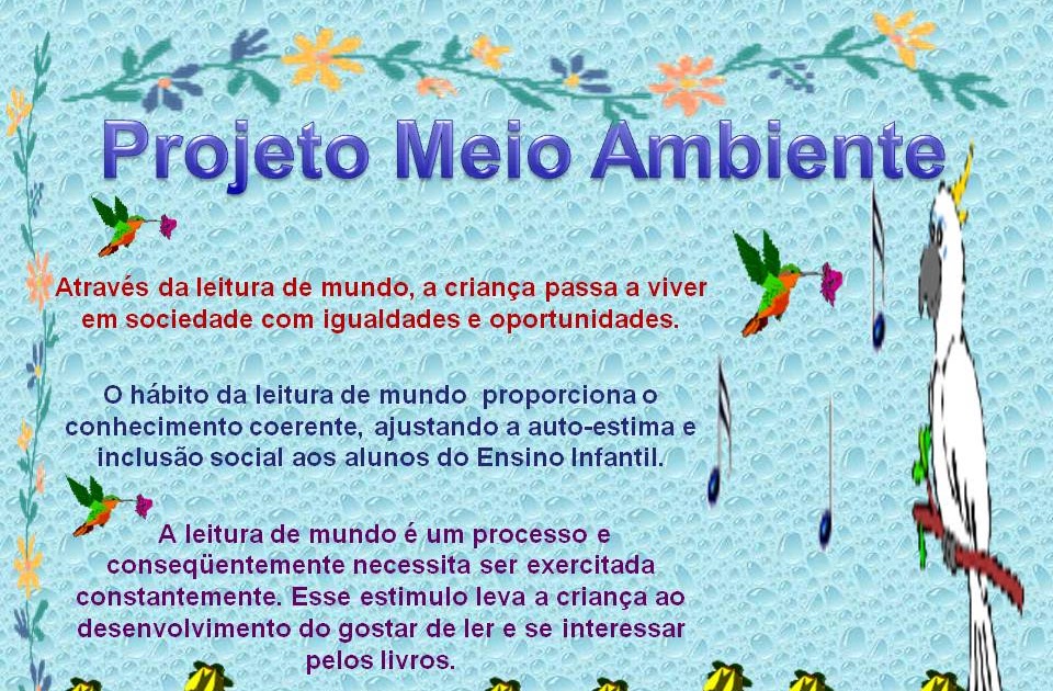 Conteúdos De Um Projeto De Meio Ambiente Na Educação Infantil - Argumento