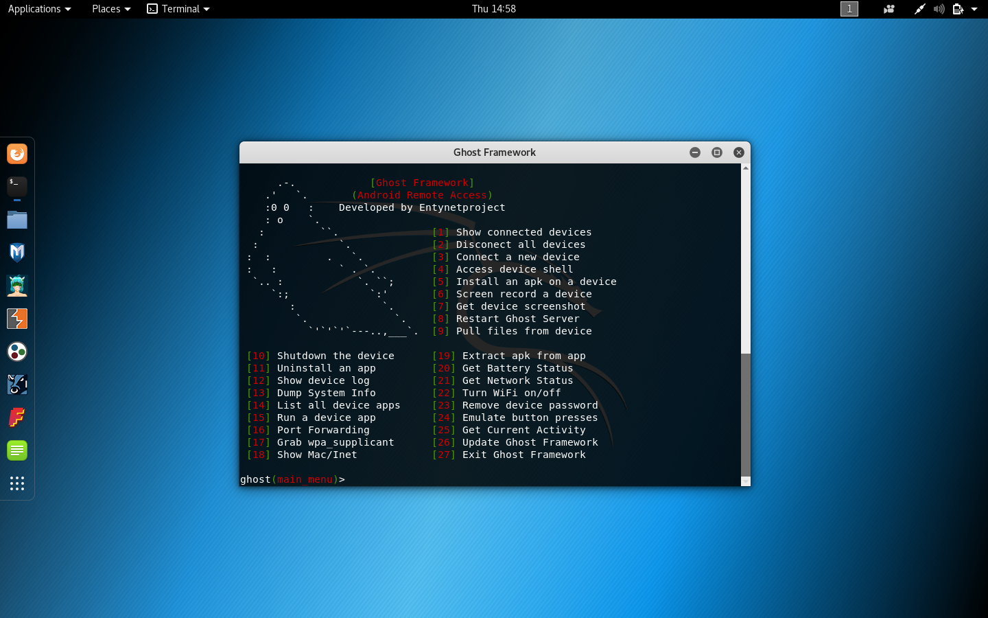 Ghost Framework An Android Post Exploitation Framework That Uses An Android Debug Bridge To