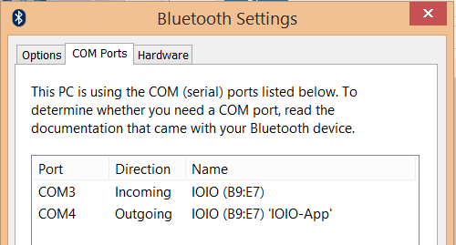 IOIO Bluetooth and Windows 8 / 8.1