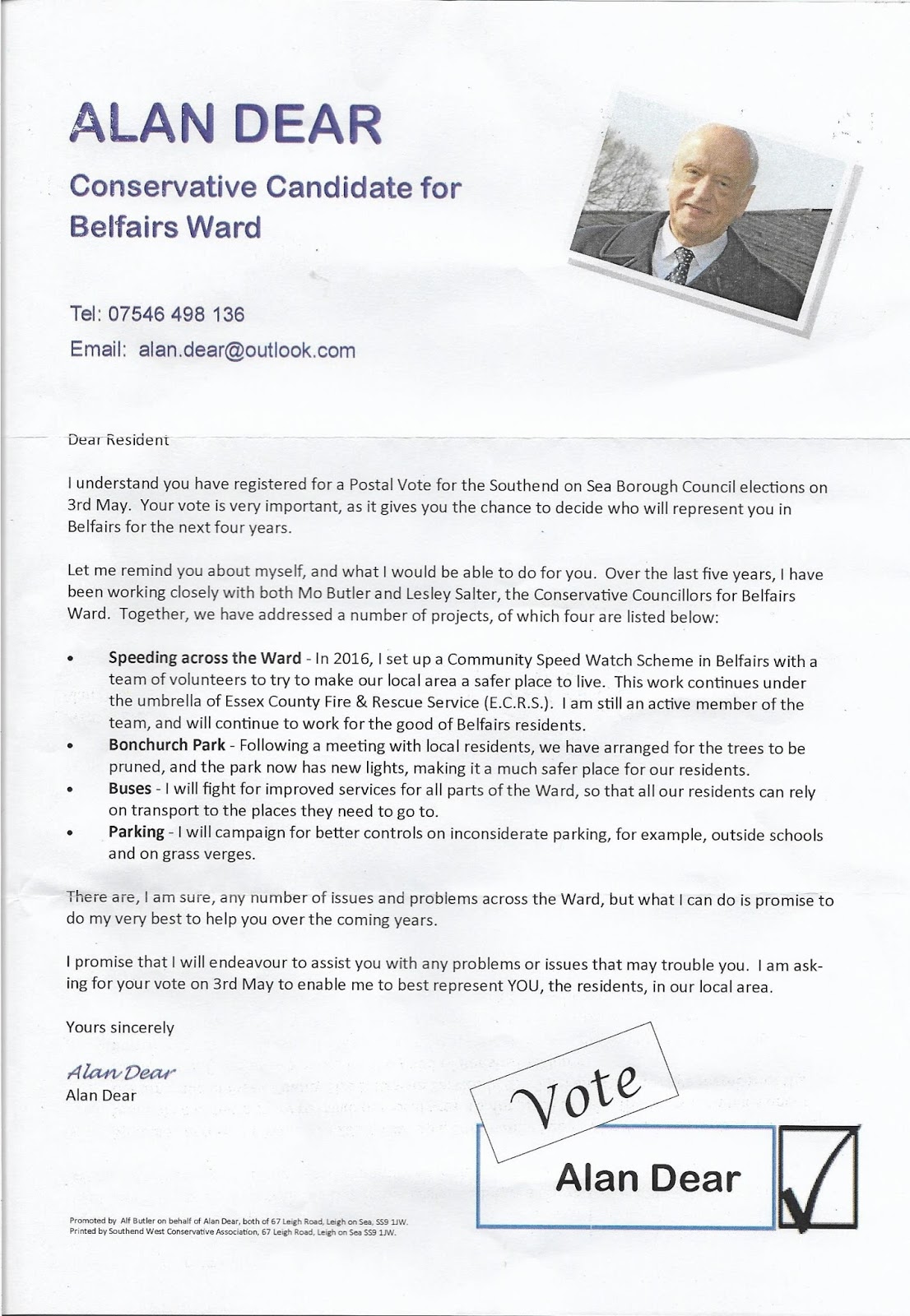 a word from wier: Tory postal vote letter in Belfairs ward