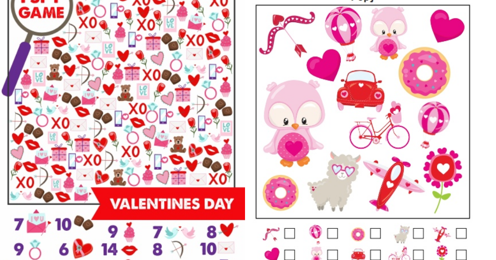 VALENTINE'S DAY 'I SPY' ACTIVITY - Valentines Day Worksheets Activities