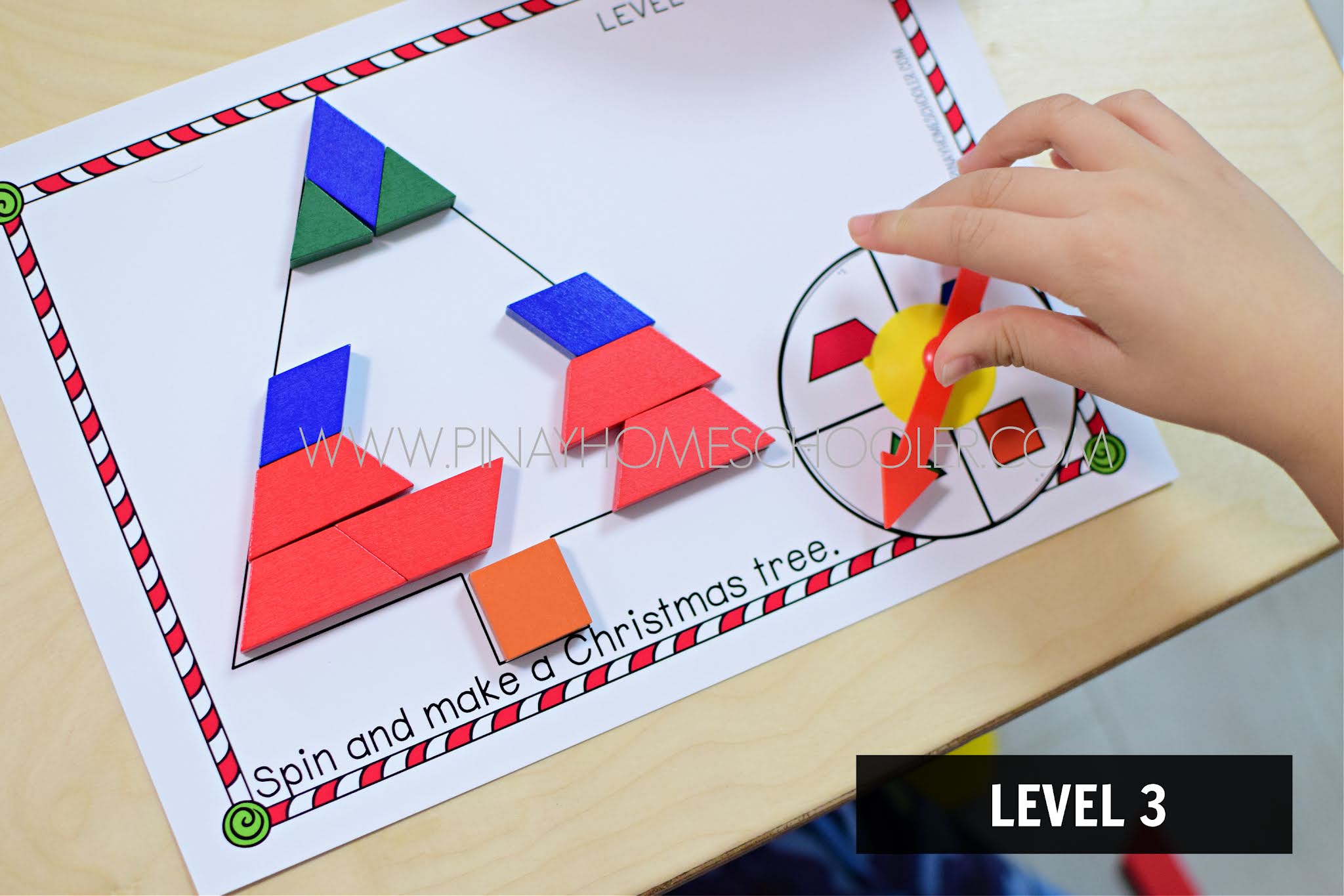 Christmas Pattern Blocks Spin and Build | The Pinay Homeschooler