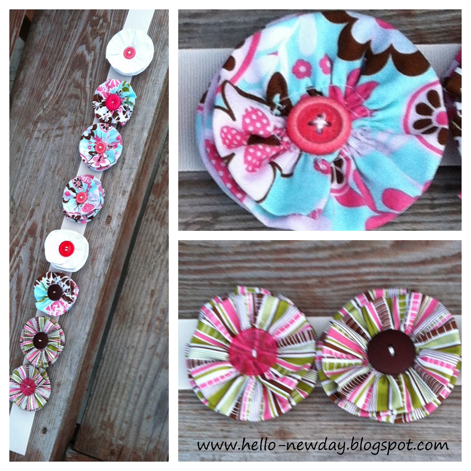 Hello, New Day: Fabric Flowers and Stamped Washer Necklaces