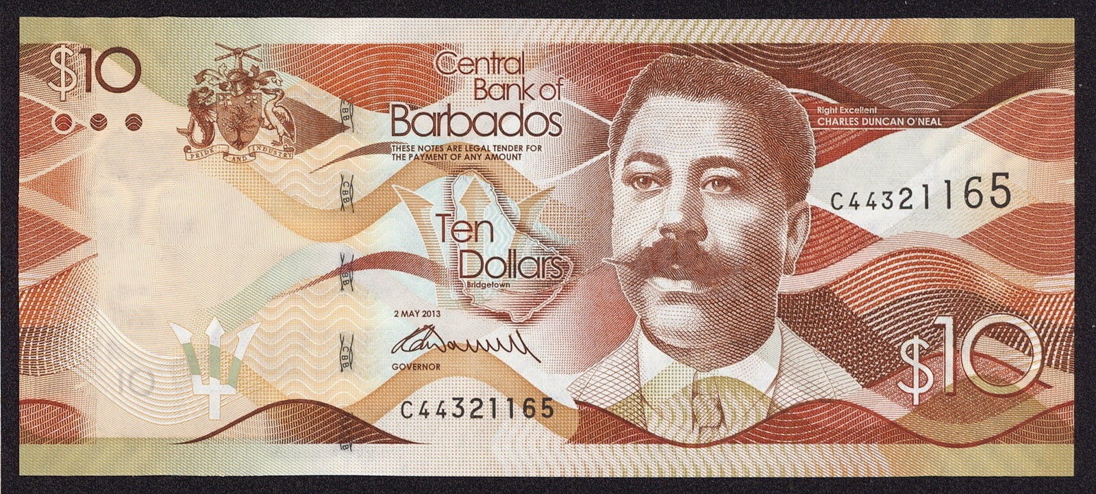 Barbados 10 Dollars banknote 2013 Charles Duncan O'Neal|World Banknotes ...