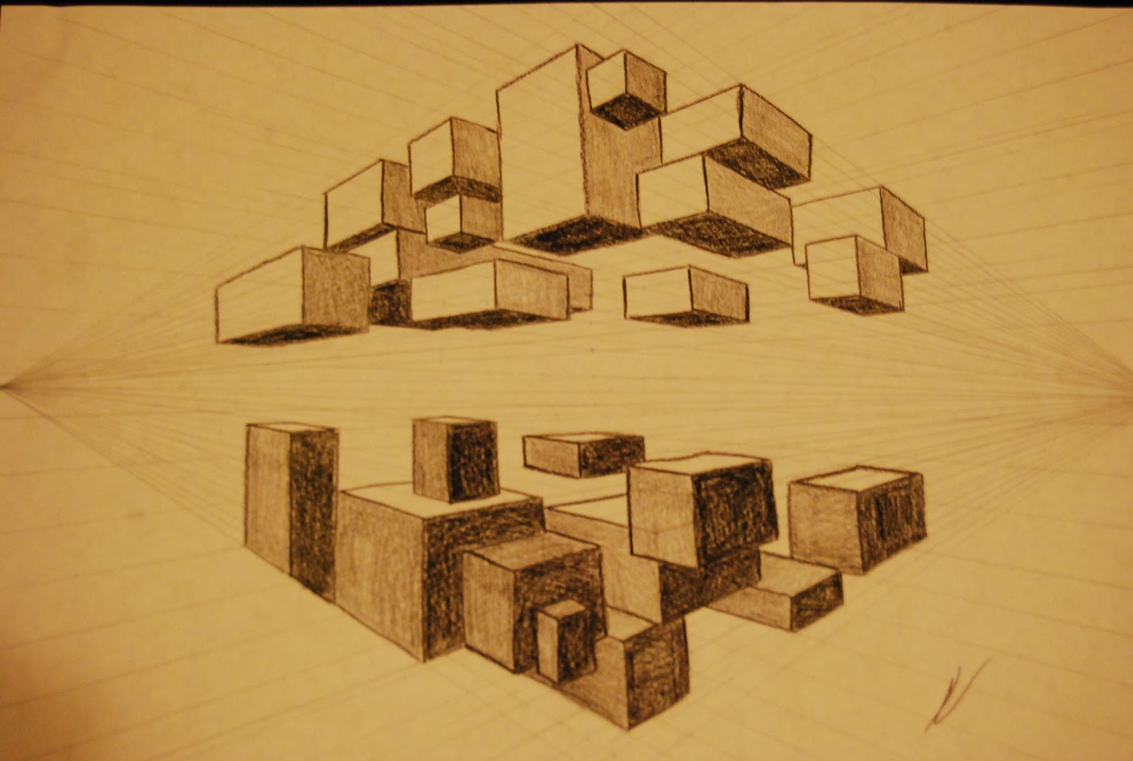 Trazo y Boceto II: Cubos en perspectiva