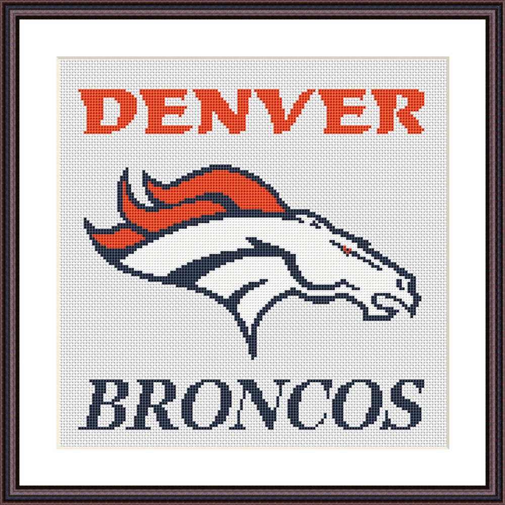 Tango Stitch easy cross stitch designs: Denver Broncos cross stitch