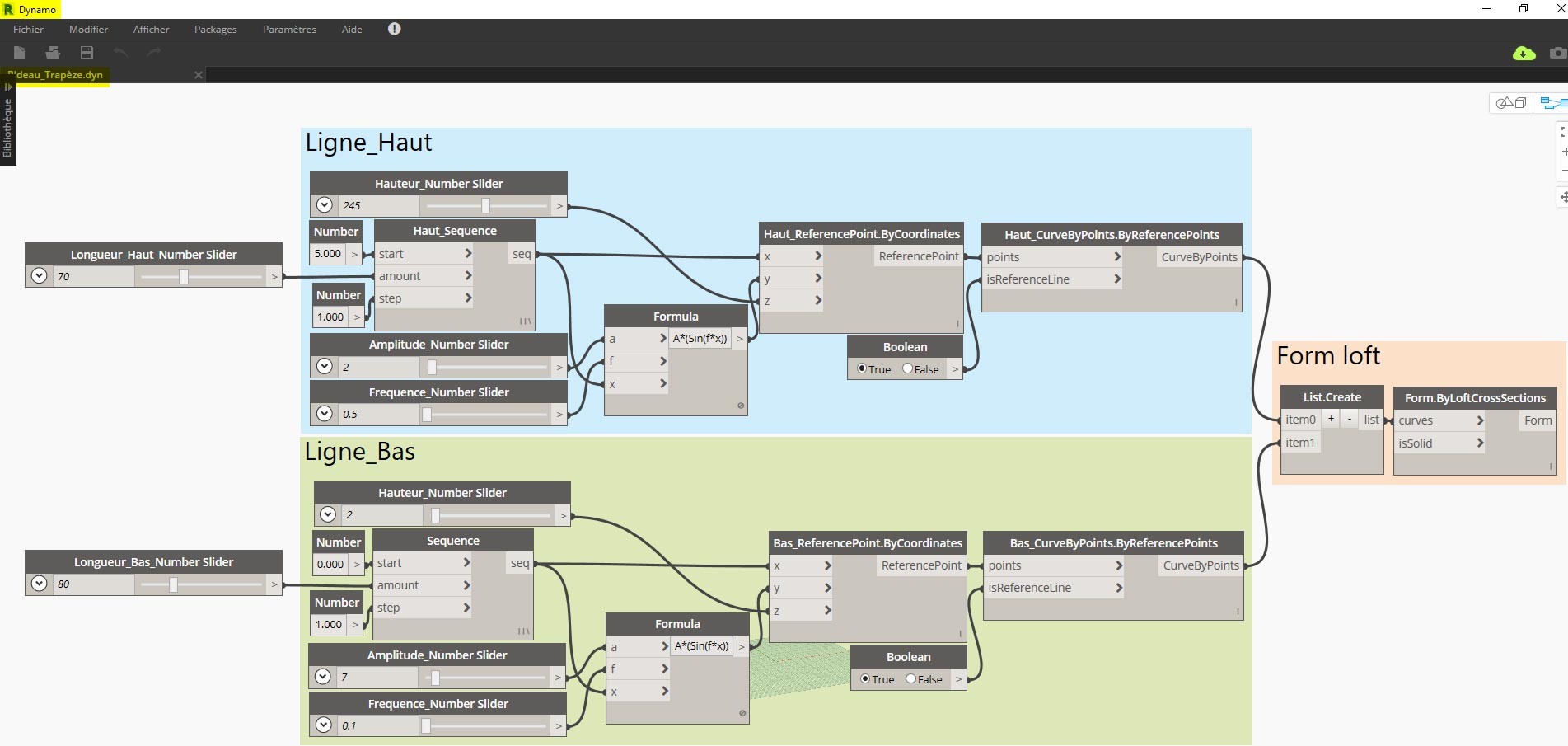 Revit-Mémo: Revit 2021_Dynamo_Script Dynamo pour la génération de surfaces sinusoîdes_Exemple ...