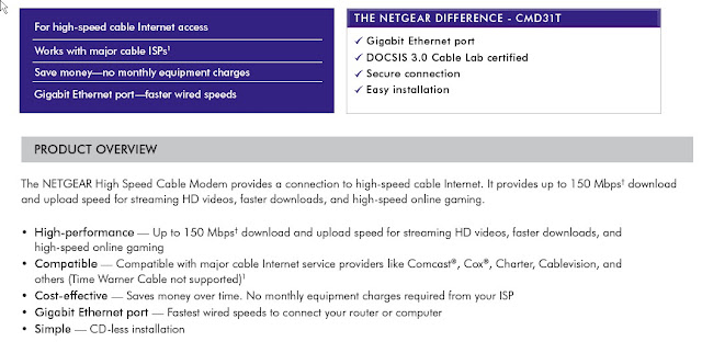 We checked Netgear's documentation on the modem, and found that Comcast ...