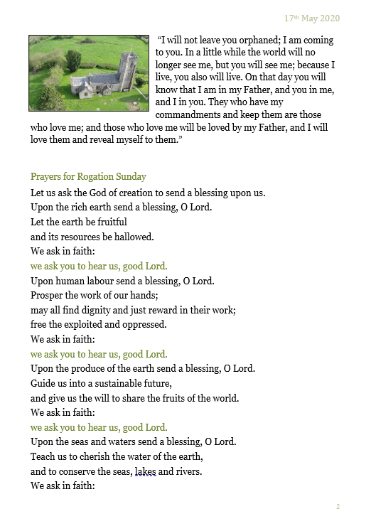 St Andrews Church, Whitestaunton : Rogation Sunday Service Sheets