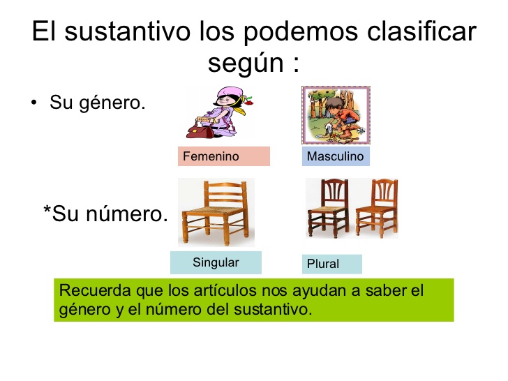Sustantivo género y número.