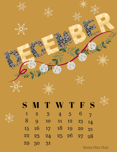 December 2019 Printable Calendar | Home Chic Club: December 2019 ...