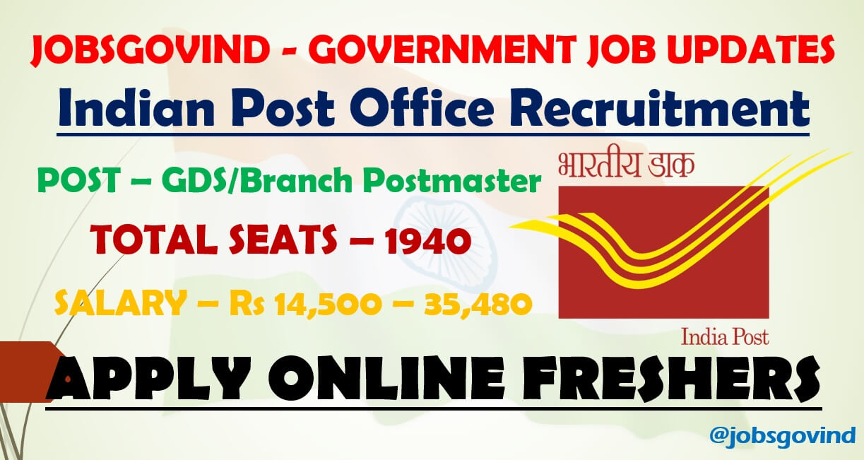 Indian Post Office Recruitment 2021 for 1940 GDS | Branch Postmaster ...