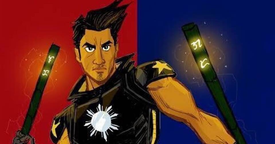 Filipino American superhero w enchanted eskrima sticks by Bobby Rubio