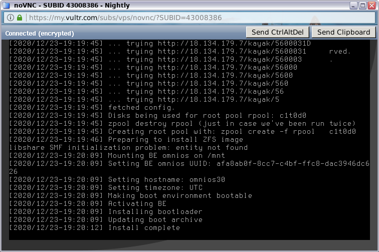 The Trouble with Tribbles...: Installing OmniOS on Vultr with iPXE