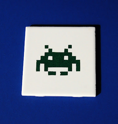 The Craftinomicon: Painted Tiles: Space Invaders Coasters