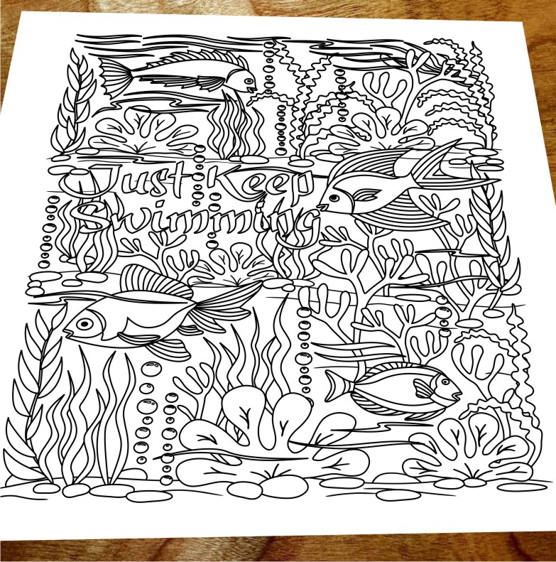 RicLDP Artworks: Just Keep Swimming Coloring Page for Grown Ups