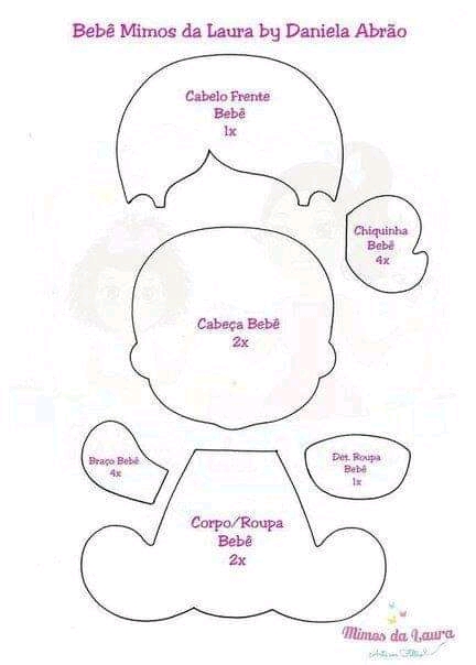 Bebe em feltro com molde | Molde para imprimir